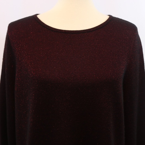 Anne Klein | Sweaters | Anne Klein Colorblock Black Burgundy Lurex ...